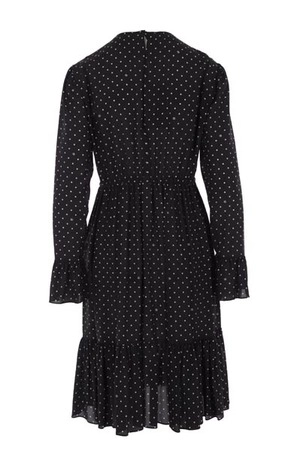 Gucci Polka Dot Long Sleeve Midi Dress With Ruffle Details