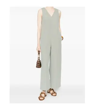 Calvin Klein Sleeveless V-neck Wide-leg Jumpsuit - Gray