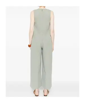 Calvin Klein Sleeveless V-neck Wide-leg Jumpsuit - Gray