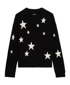 Zadig&Voltaire Long Sleeve Knit Top With Star Pattern - Black