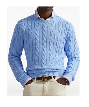 Polo Ralph Lauren Cable-knit Cotton Crewneck Sweater - Blue