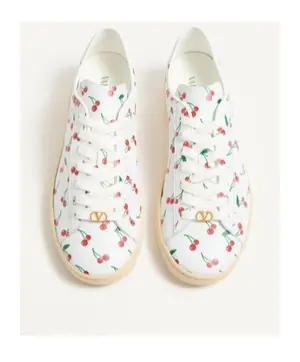 Valentino Garavani Printed Lace-up Sneakers - White
