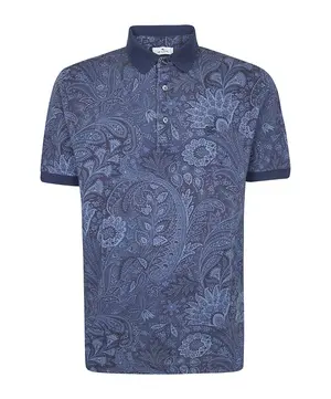 Etro Arnica Paisley Short-sleeved Polo Shirt - Blue