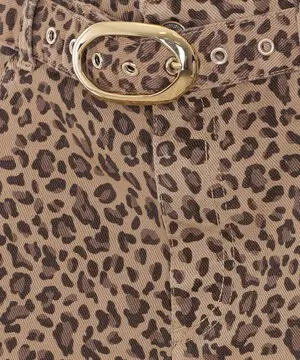 TWINSET Belted Animal Print Shorts - Nude