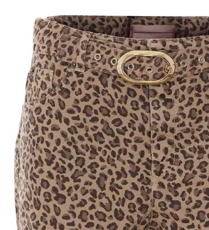 TWINSET Belted Animal Print Shorts - Nude