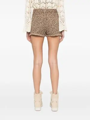 TWINSET Belted Animal Print Shorts - Nude