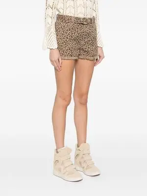 TWINSET Belted Animal Print Shorts - Nude