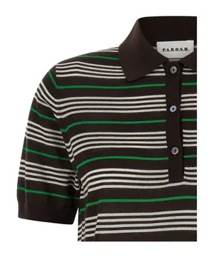 P.a.r.o.s.h Striped Knit Polo Shirt - Black