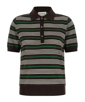P.a.r.o.s.h Striped Short Sleeve Polo Shirt - Black