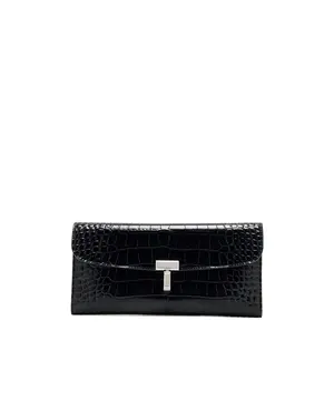 TOTEME T-lock Embossed Wallet - Black