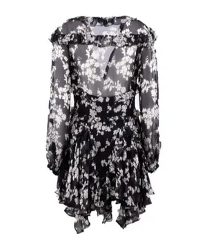 Elisabetta Franchi Ruffled Voile Printed Dress - Black