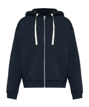 JIL SANDER Logo Zip-up Hoodie - Black