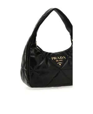 Prada Quilted Logo Plaque Shoulder Bag