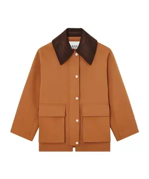 GANNI Jacket In Twill - Brown