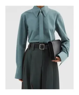 JIL SANDER Tie-detail Cotton Shirt - Blue