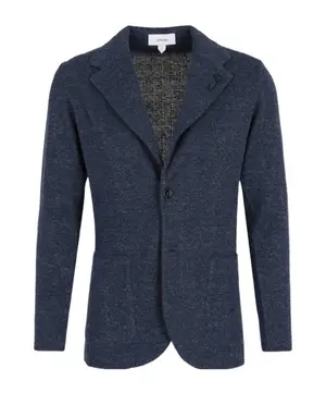 LARDINI Single Breasted Knit Jacket - Black