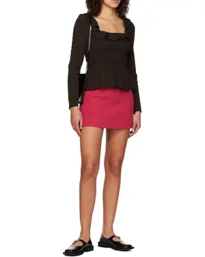 GANNI Plaid Square Neck Blouse
