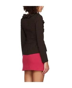 GANNI Plaid Square Neck Blouse