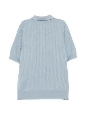 Brunello Cucinelli Ribbed Knit Collared Short Sleeve Polo