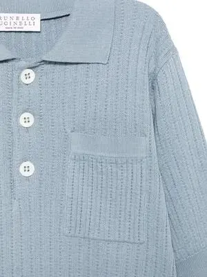 Brunello Cucinelli Ribbed Knit Collared Short Sleeve Polo