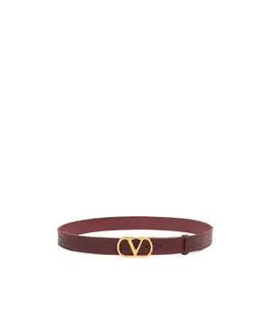 Valentino Garavani Logo Buckle Leather Belt - Red
