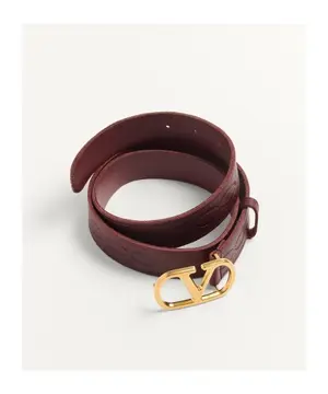 Valentino Garavani Logo Buckle Leather Belt - Red