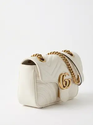 Gucci Gg Marmont Matelassé Mini Shoulder Bag - White