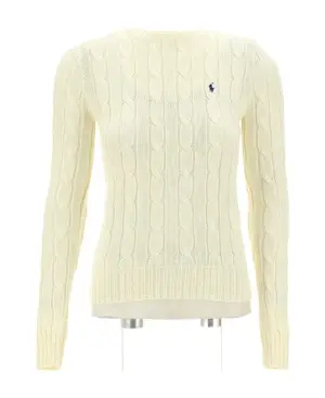 Polo Ralph Lauren Embroidered Pony Cable Knit Jumper - White