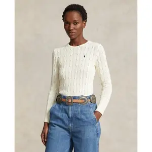 Polo Ralph Lauren Embroidered Pony Cable Knit Jumper - White