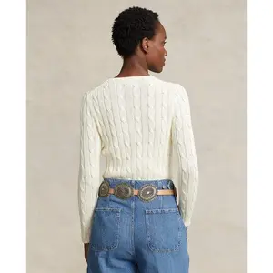 Polo Ralph Lauren Embroidered Pony Cable Knit Jumper - White