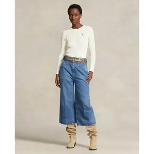 Polo Ralph Lauren Embroidered Pony Cable Knit Jumper - White