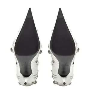 Balenciaga Cagole Distressed Effect High Heel Boots - White