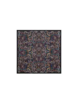 Etro Paisley Foliage Motif Satin Scarf - Black