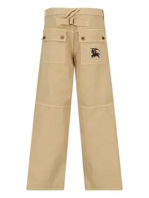 Burberry Embroidered Wide-leg Trousers - Hebden Brown