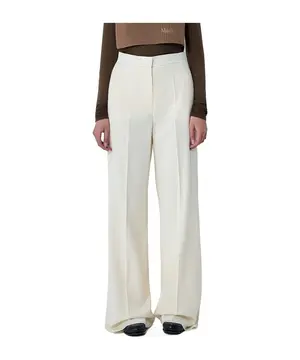 Max Mara High-rise Wool Grain-de-poudre Tailored Pants - White