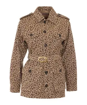 TWINSET Leopard-print Belted Jacket - Brown