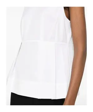 Vince Sleeveless Pleated Hem Top - White