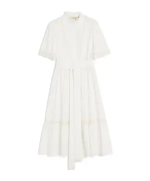 Valentino Garavani Cotton Muslin Midi Dress With Lace Trim - White