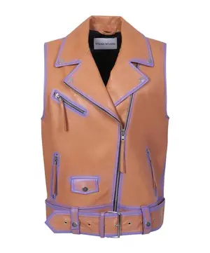 STAND STUDIO Leather Zipper Vest - Multicolor