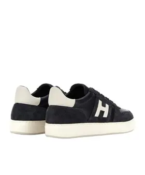 Hogan H-stripe Lace-up Sneakers In Suede And Nappa Leather - Blue