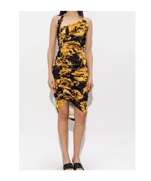 Versace Baroque One-shoulder Ruched Dress