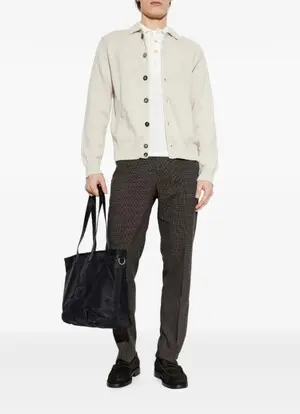 Eleventy Long-sleeved Collared Buttoned Cardigan - White