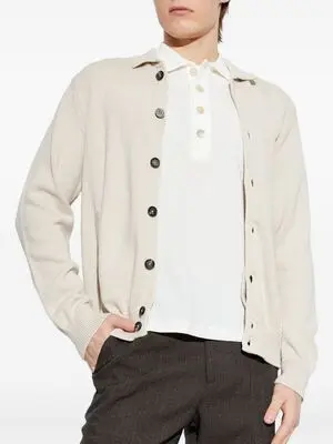 Eleventy Long-sleeved Collared Buttoned Cardigan - White