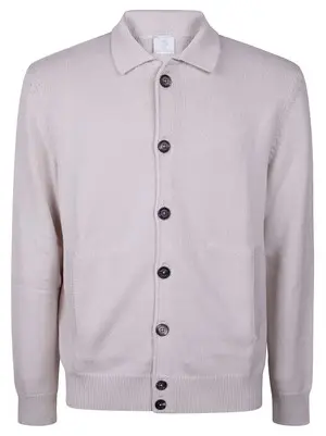 Eleventy Long-sleeved Collared Buttoned Cardigan - White