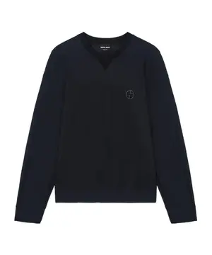 Giorgio Armani Textured Logo Crew Neck Sweater