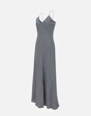 Eleventy V-neck Spaghetti Strap A-line Maxi Dress - Grey