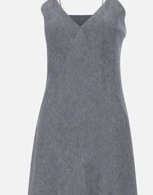 Eleventy V-neck Spaghetti Strap A-line Maxi Dress - Grey