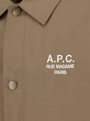 A.p.c. Logo Printed Collared Jacket - Brown
