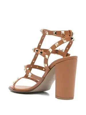 Valentino Garavani Rockstud Buckled Heeled Sandals - Brown