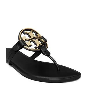 Tory Burch Miller Logo Plaque Thong Sandals - Black